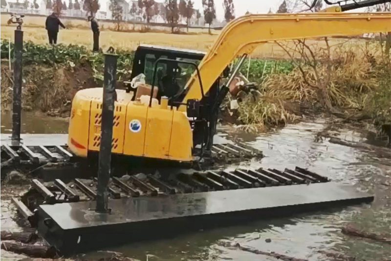 Optimize Amphibious Excavator Depth with Spuds/Hydraulic Positioning Piles